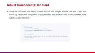 Components in Ionic Presentation (FrontEnd) | PPT
