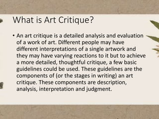 Components of an Art Critique_Contemporary Phi. Arts | PPTX