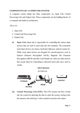 Components of a computer system | PDF