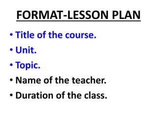 COMPONENTS OF LESSON PLAN | PPTX
