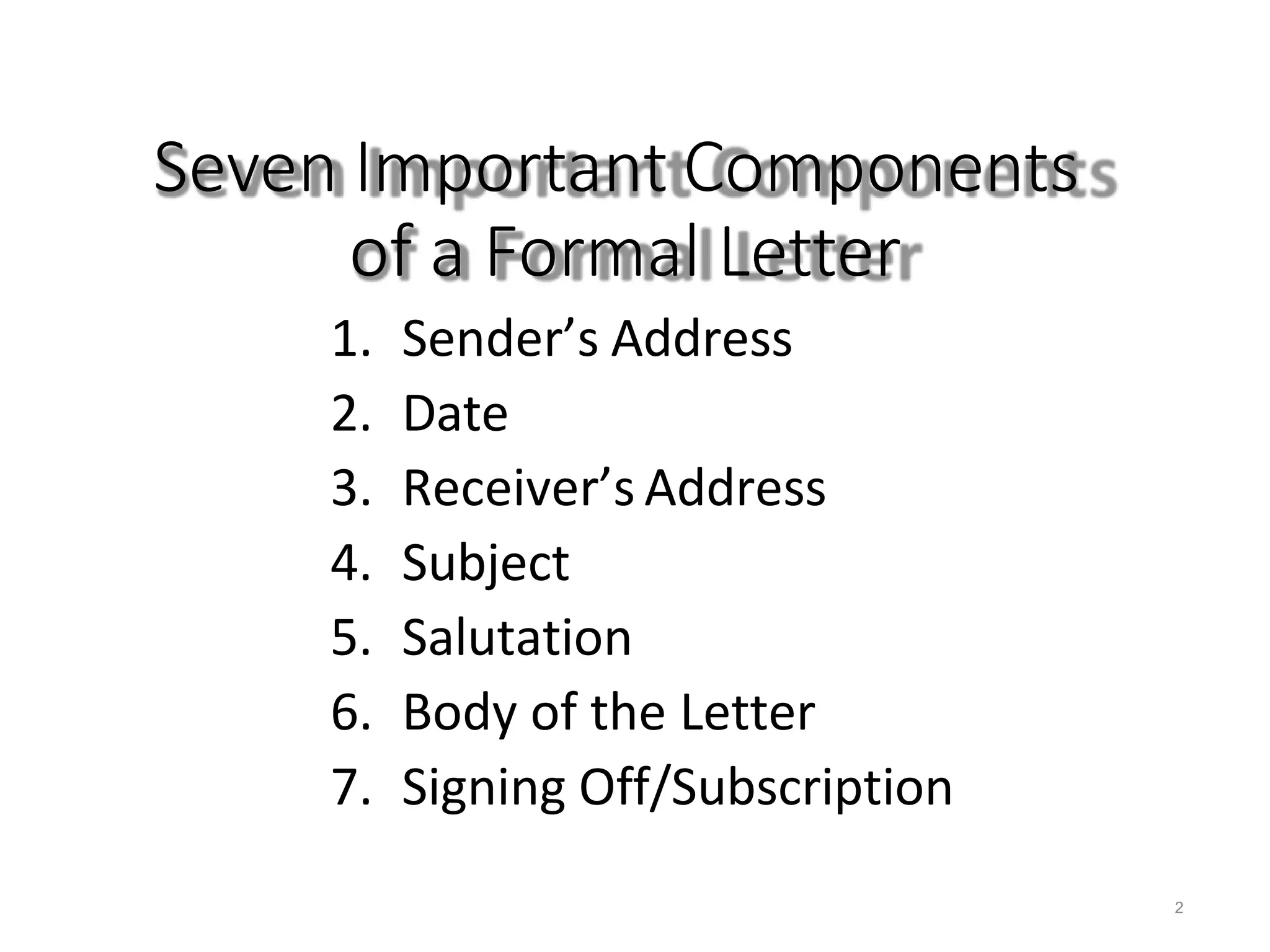 Essential Components of formal Letter writing | PPT