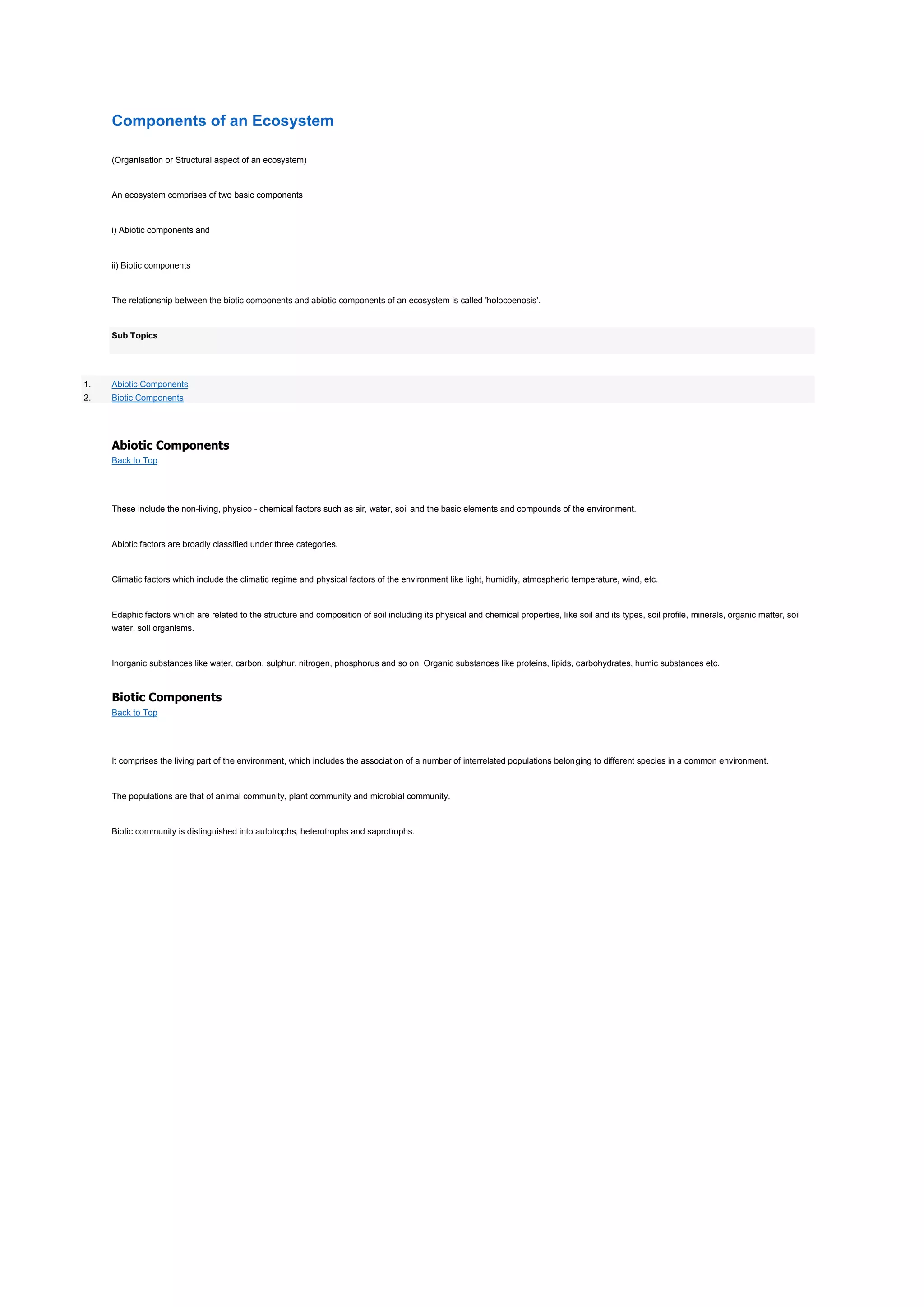 Components of an ecosystem | DOCX