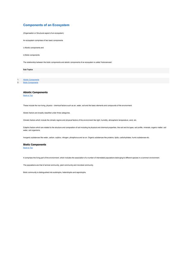 Components of an ecosystem | DOCX