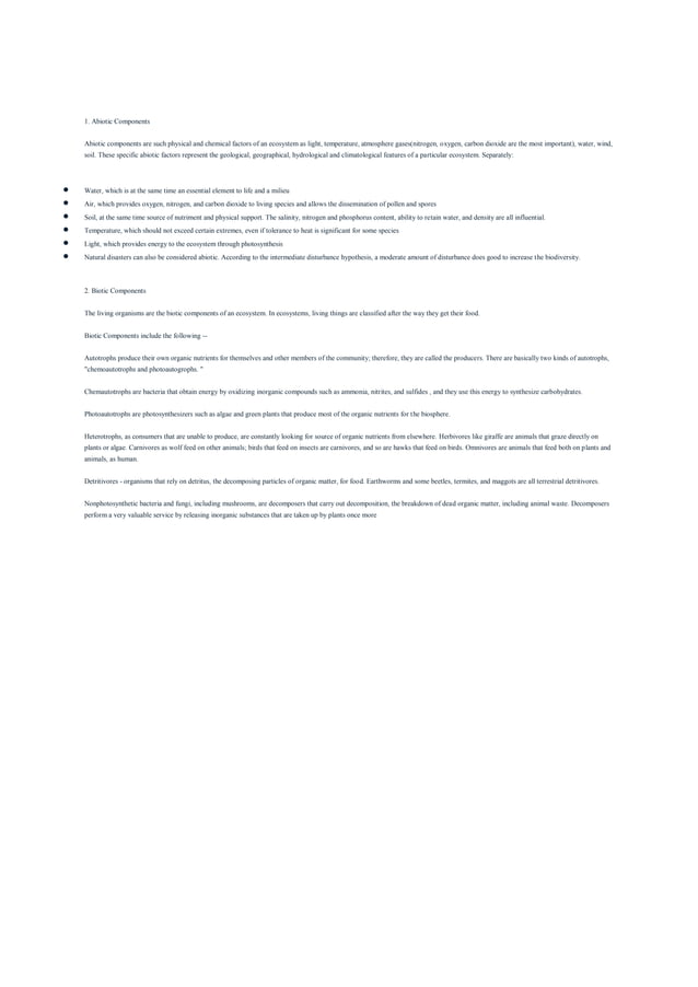 Components of an ecosystem | DOCX