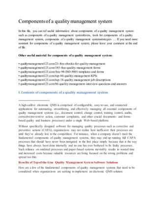 Components of a quality management system | DOCX
