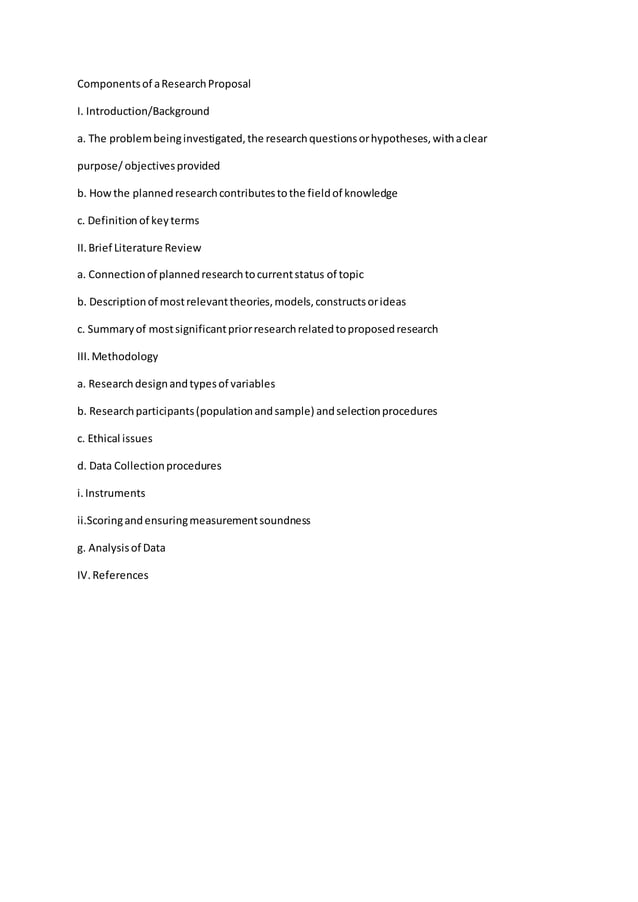 Components of a research proposal | DOCX