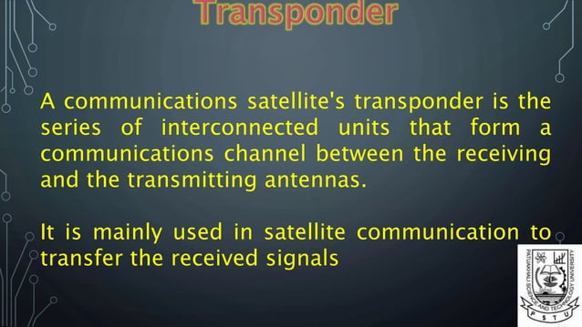 Components of a satellite communication system transponder | PPTX ...