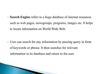 Components of a search engine | PPTX