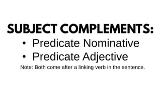 COMPONENTS OF A SENTENCE: Subject, predicate, direct and indirect ...