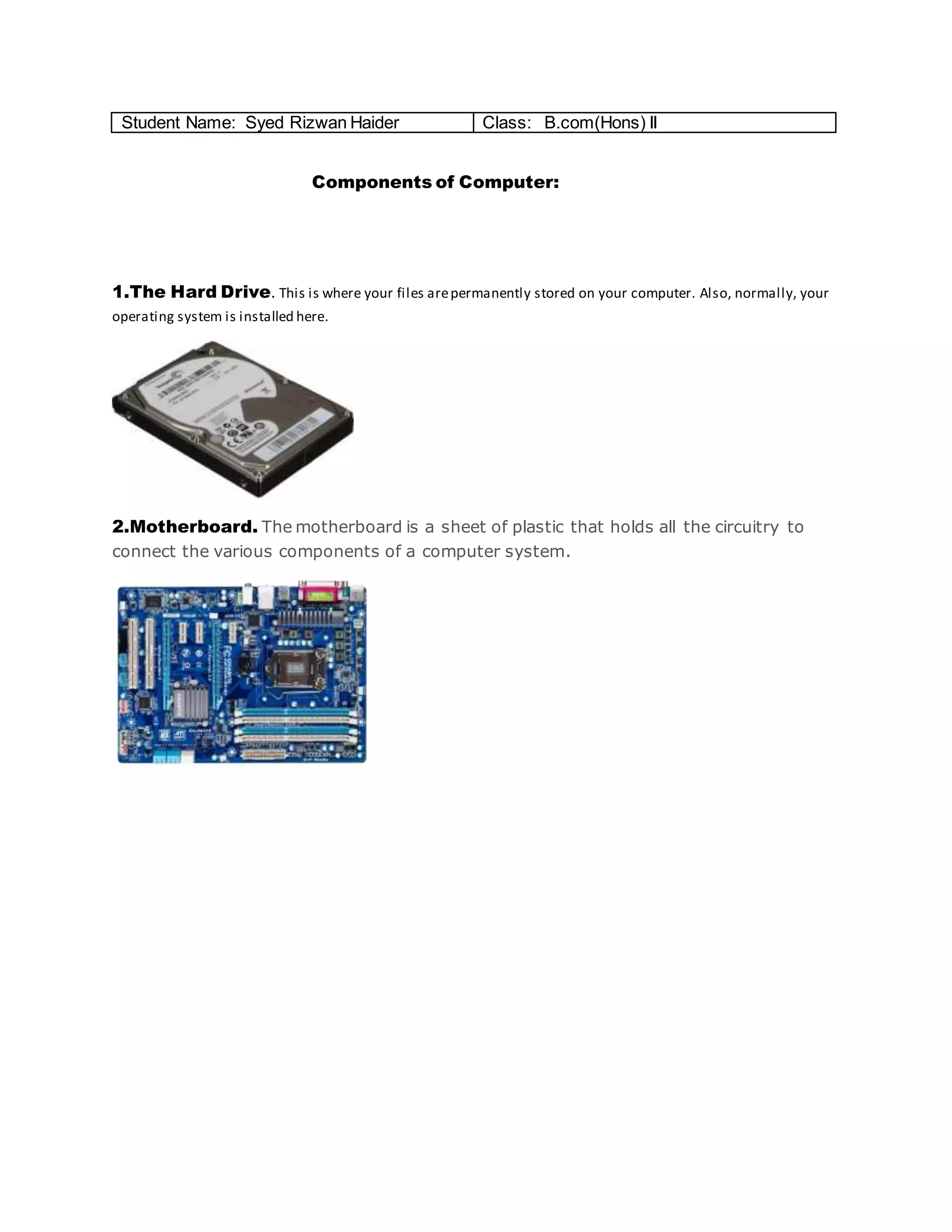 Components of computer. | DOCX