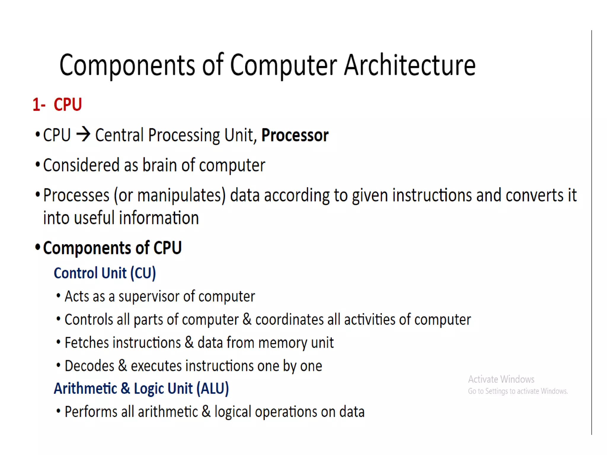 COMPONENTS OF COMPUTER.pptx | Computing | Technology & Computing