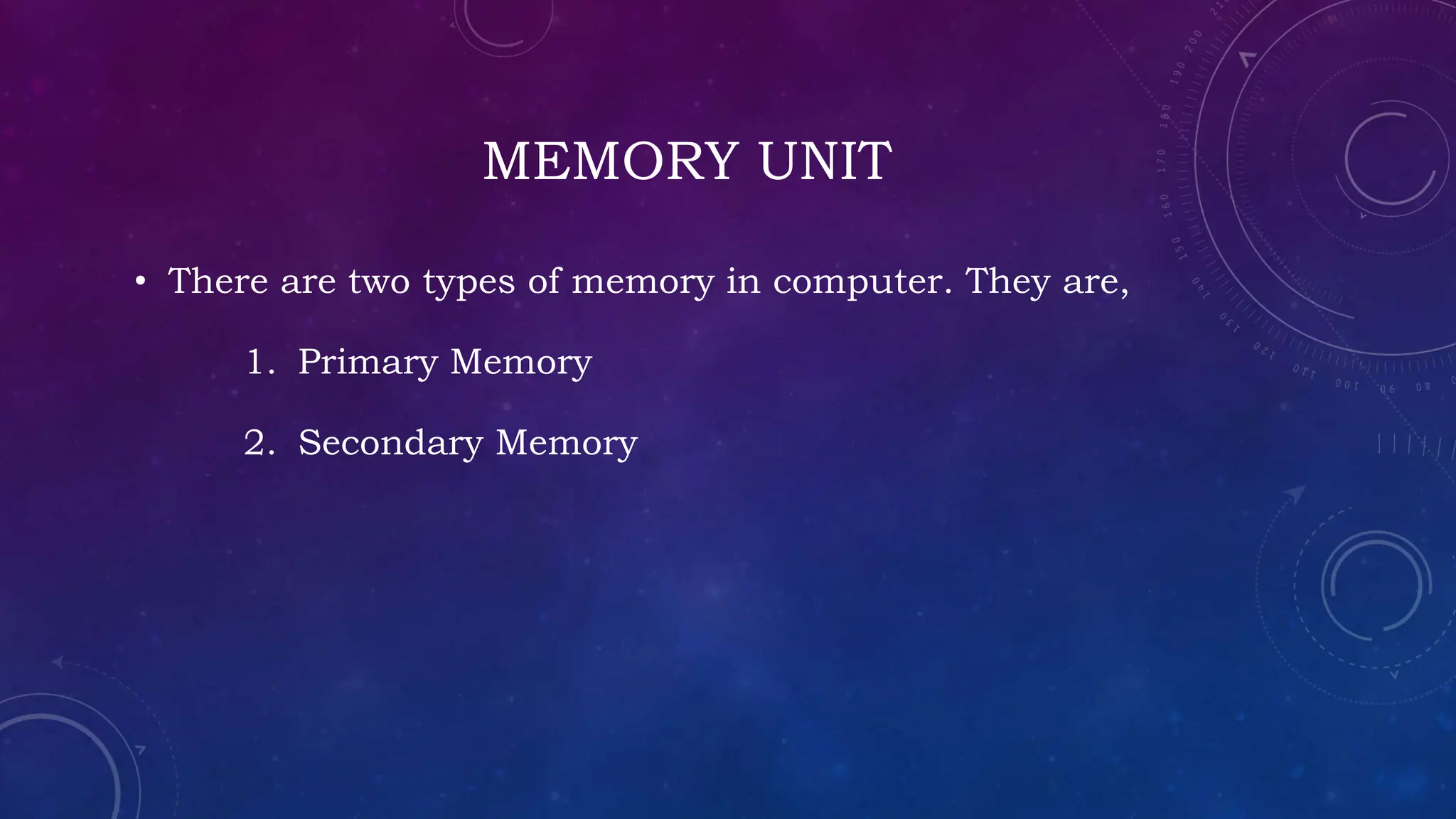 Components of Computer, Memory Unit and Input Devices - Given to ...
