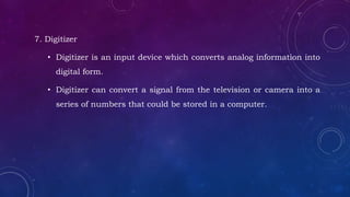 Components of Computer, Memory Unit and Input Devices - Given to ...