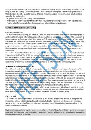 Components of Computer MCQ Objective Question | PDF