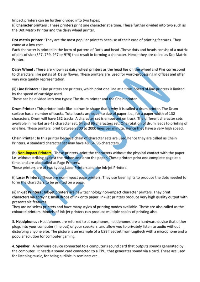Components of Computer MCQ Objective Question | PDF | Free Download