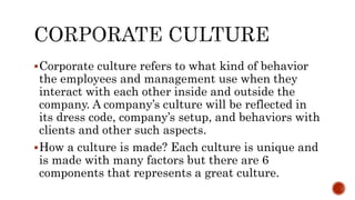 Components of Corporate Culture | PPTX