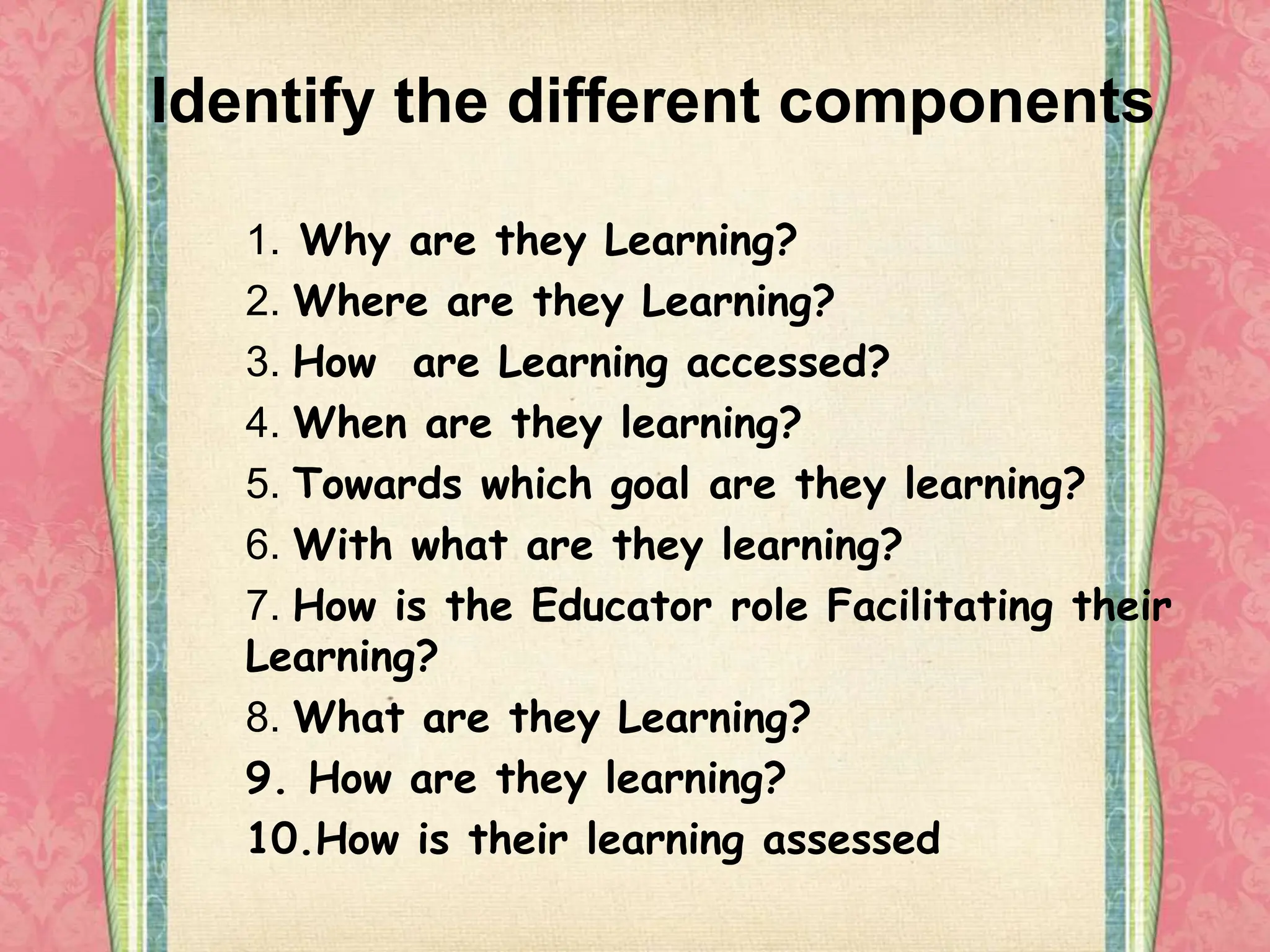 Components of Curriculum- the spider web | PPTX