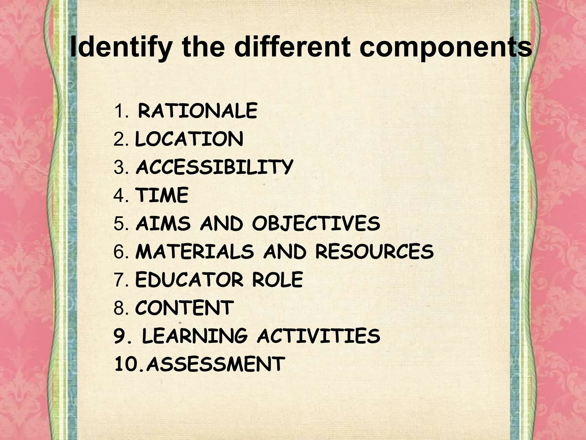 Components of Curriculum- the spider web | PPTX