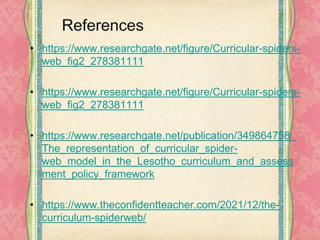 Components of Curriculum- the spider web | PPTX | Educational ...