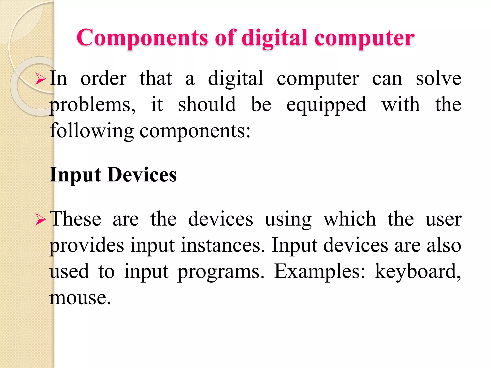 Components of digital computer | PPTX | Computer Peripherals | Computing