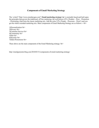 Components Of Email Marketing Strategy | ODT