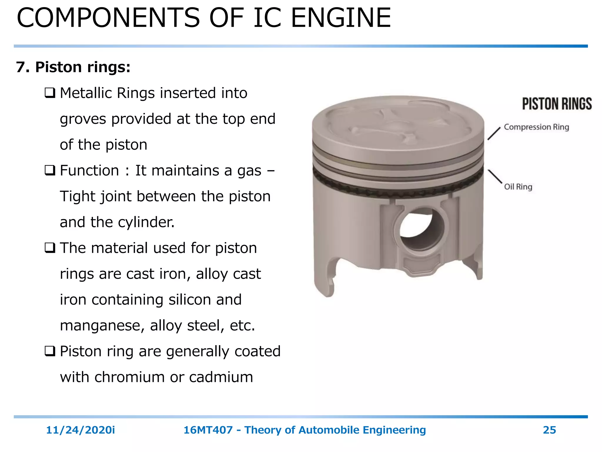 Components of engine & its materials | PPTX