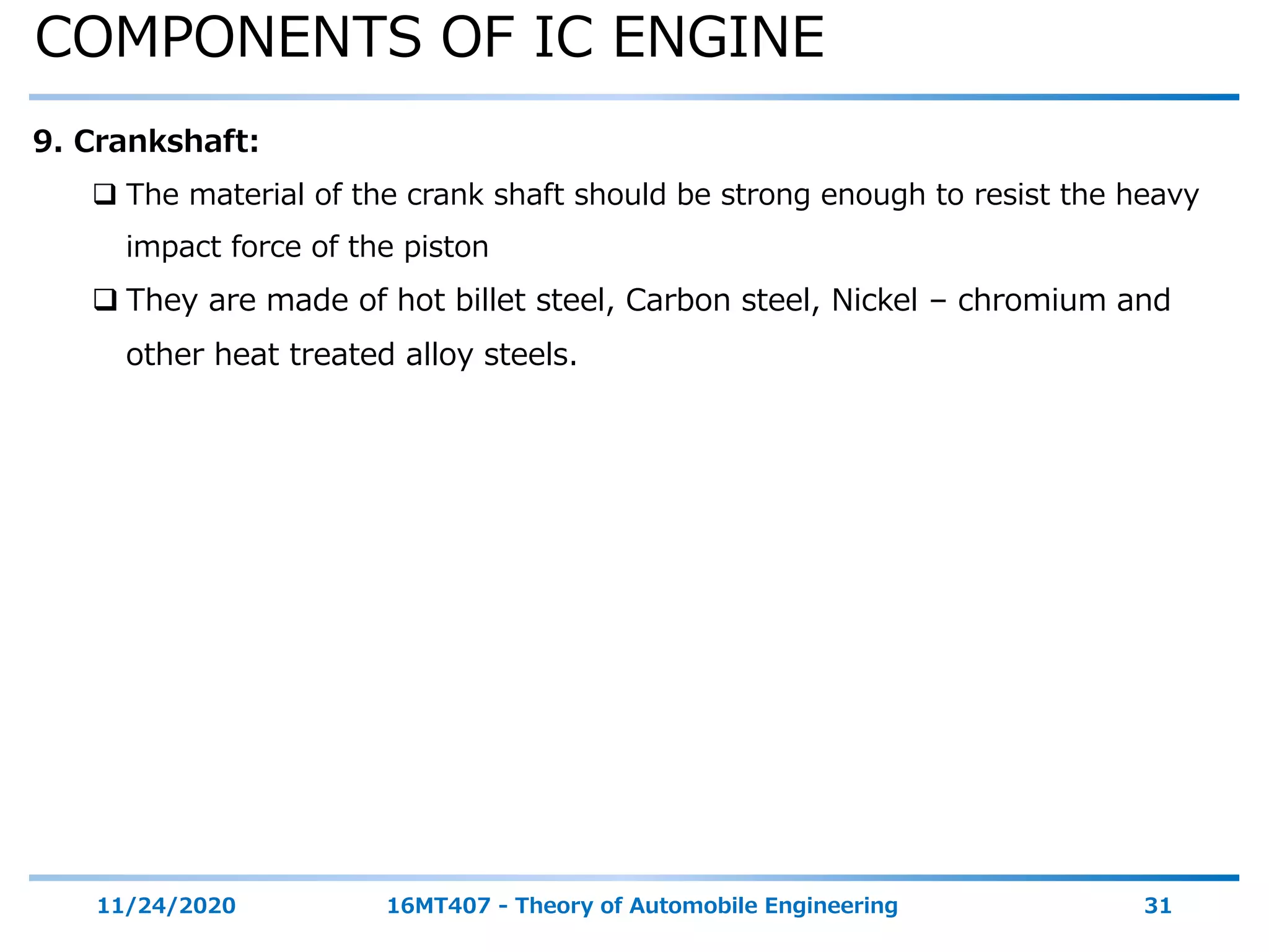 Components of engine & its materials | PPTX