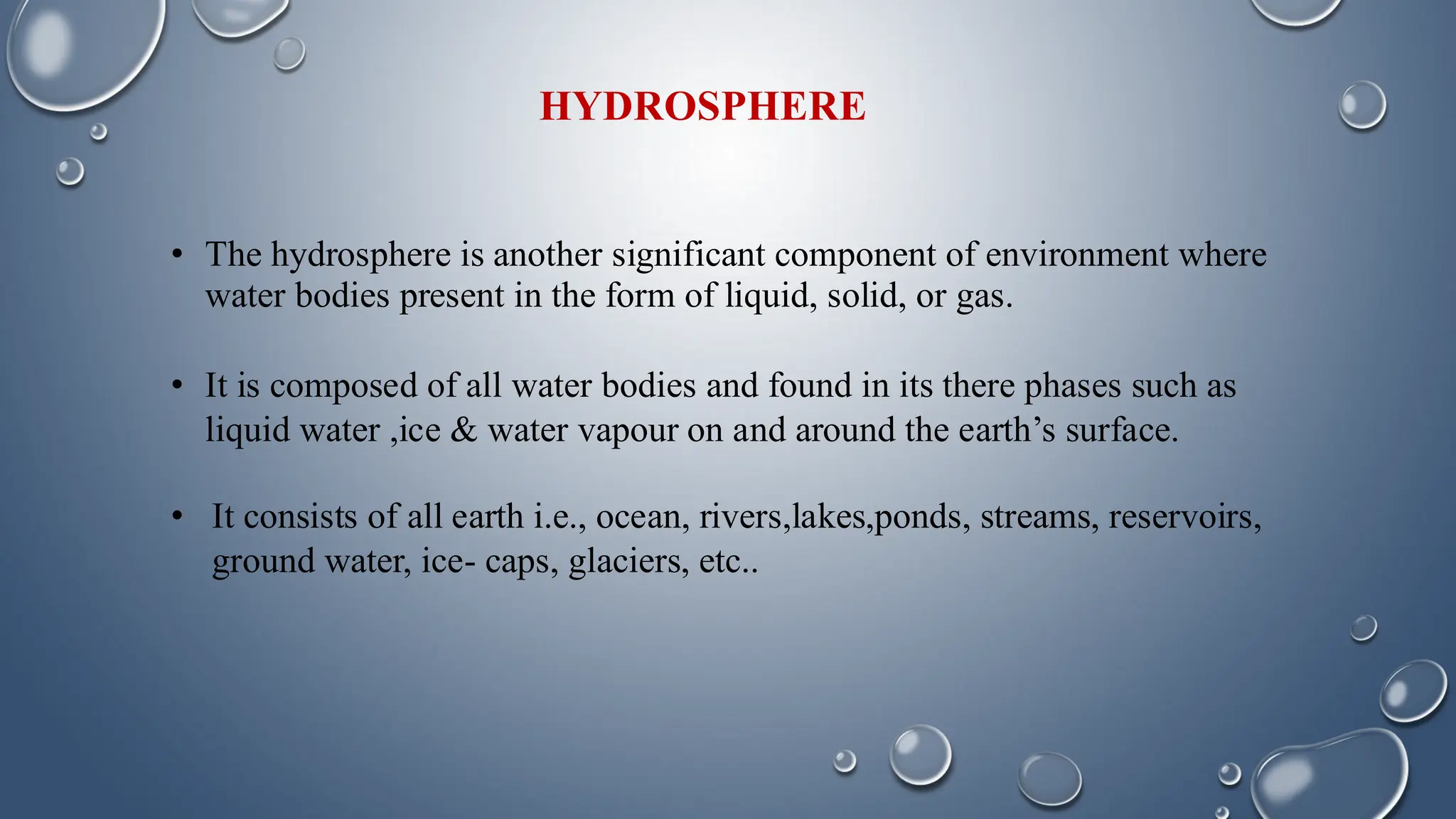 Components of Environment- lithosphere, hydrosphere, atmosphere ...