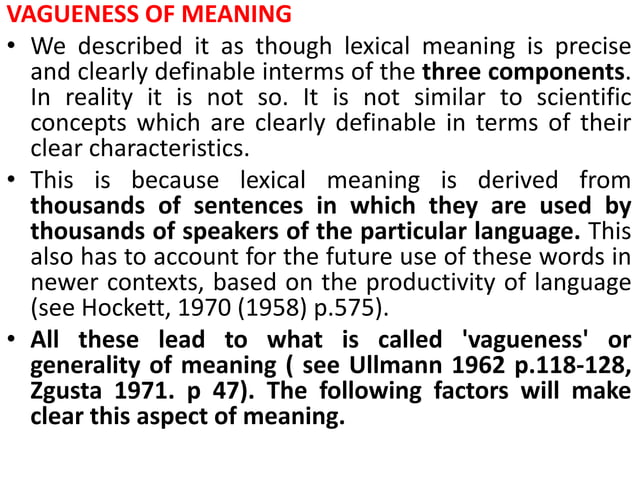 Components of lexical meaning | PPTX