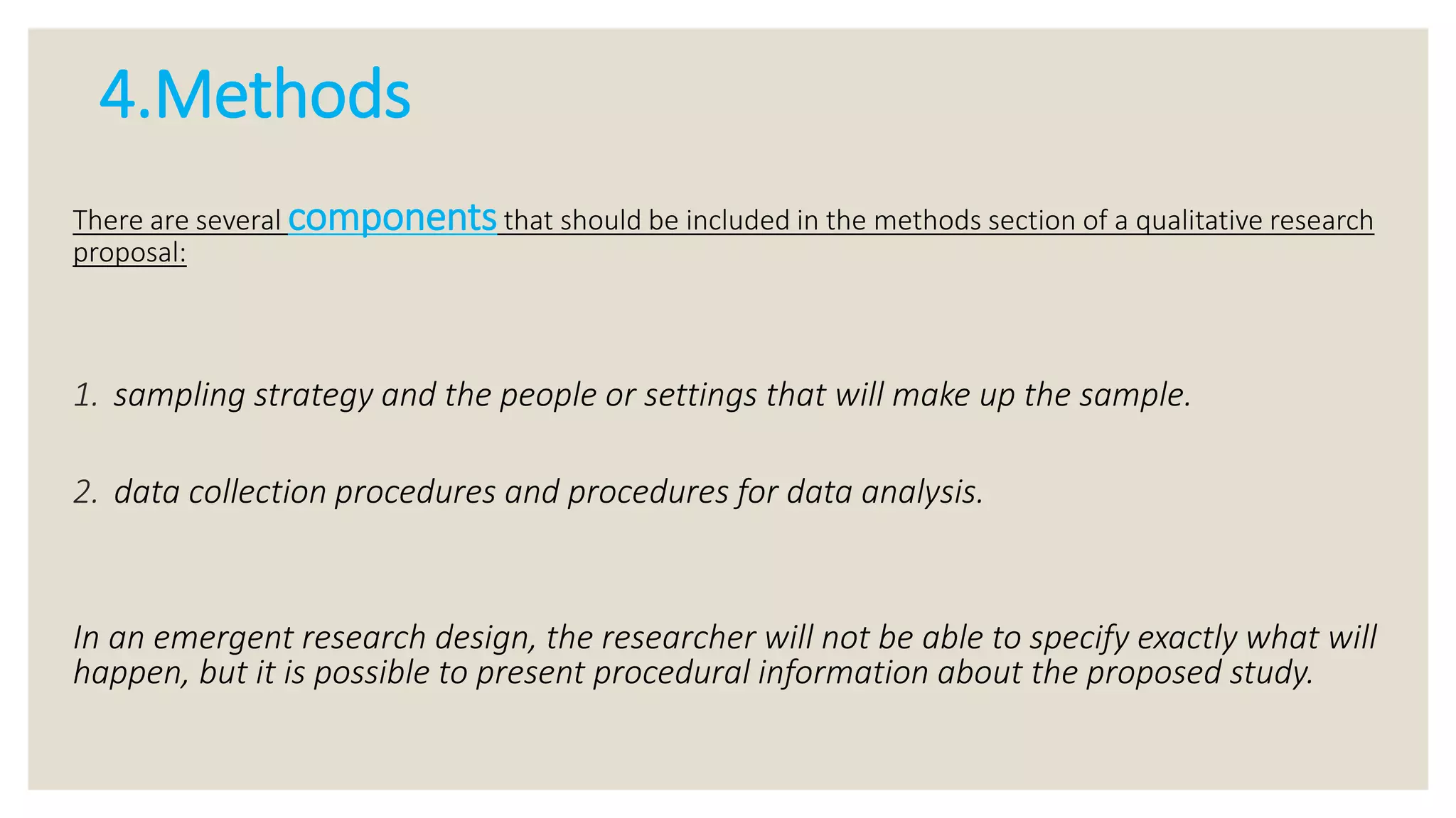Components in qualitative research proposal Three aspects of ...