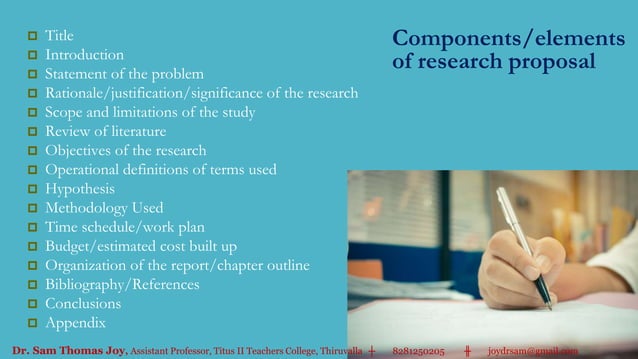 Components of Research Proposal - Dr. Sam Thomas Joy | PPT