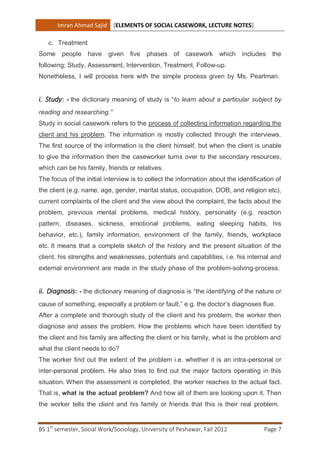 Components of Social Casework by Imran Ahmad Sajid | PDF