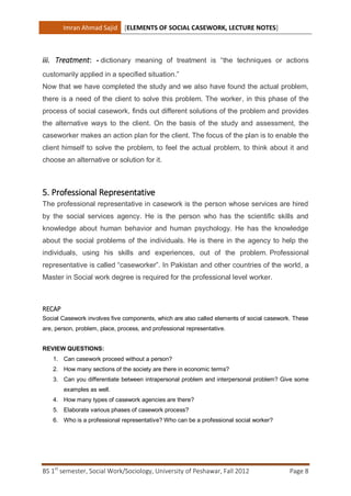 Components of Social Casework by Imran Ahmad Sajid | PDF