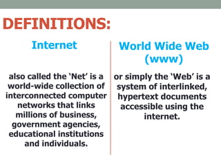 Components of the Internet and the World Wide Web | PPTX