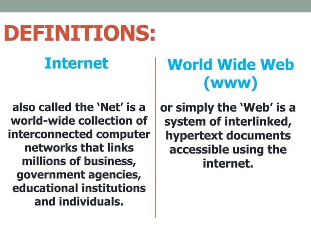 Components of the Internet and the World Wide Web | PPTX