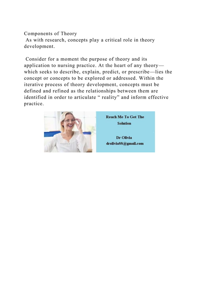 Components of Theory As with research, concepts play a critical ro.docx