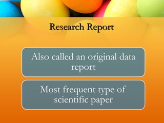 Components of the Research Report | PPT