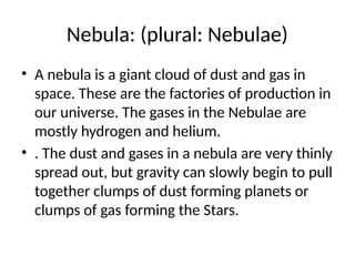 COMPONENTS OF THE UNIVERSE created by vishwanath pai | PPT