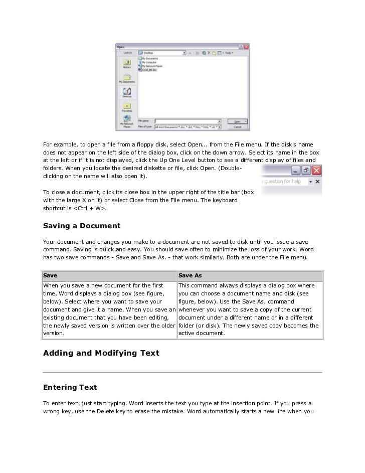 Components of the word window