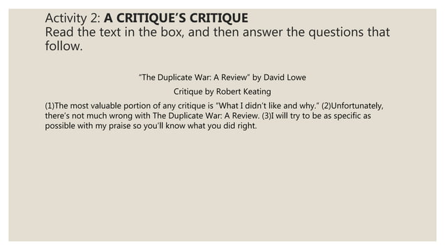 Compose an Independent Critique of a Chosen Selection.pptx