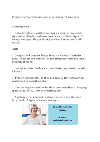 Compose answersexplanations of minimum 10 sentences Complete .docx