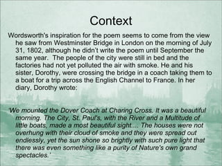 Composed on Westminster Bridge by William Wordsworth | PPT