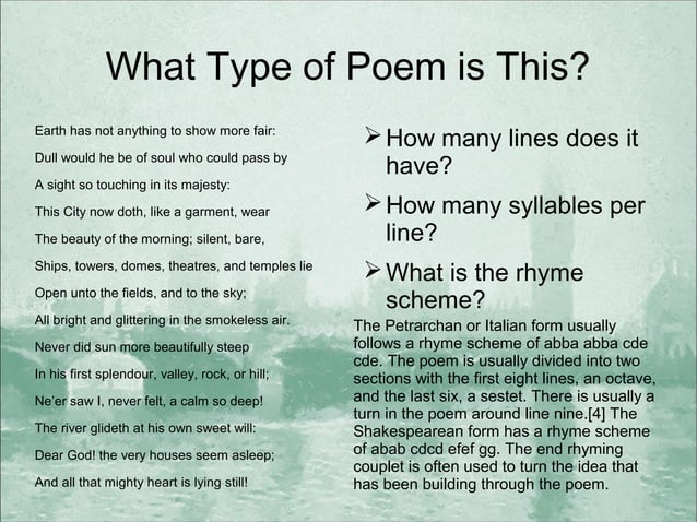 Composed on Westminster Bridge by William Wordsworth | PPT | Poetry ...