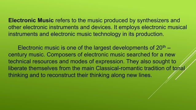 Composers of electronic music | PPTX | Dance and Electronic Music | Music