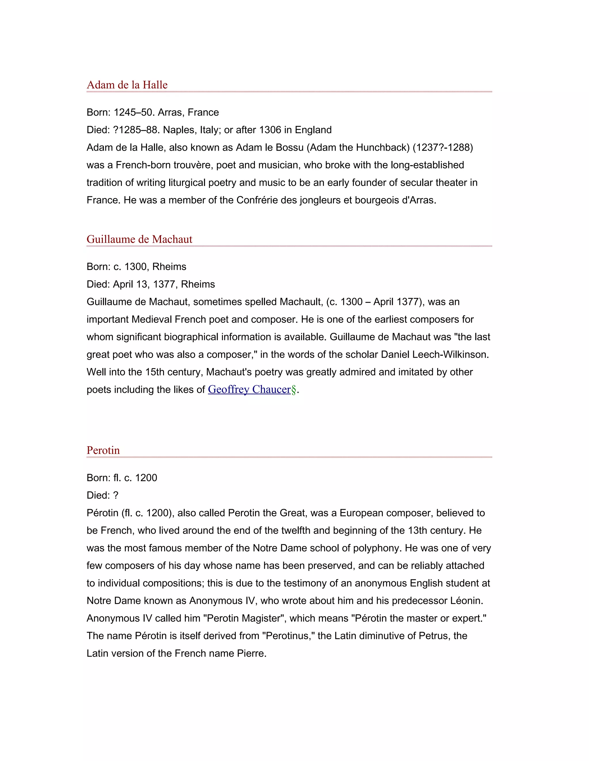 Composers of the middle ages | DOC