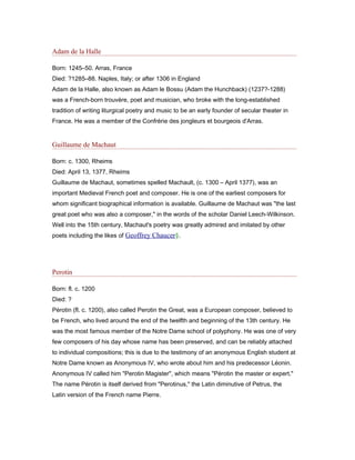 Composers of the middle ages | DOC