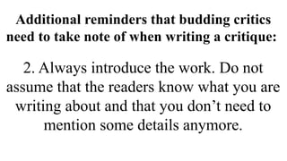 Composing an Independent Critique G10 PPT | PPTX