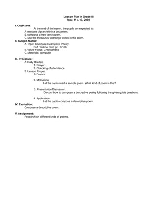 Composing Descriptive Poetry | PDF