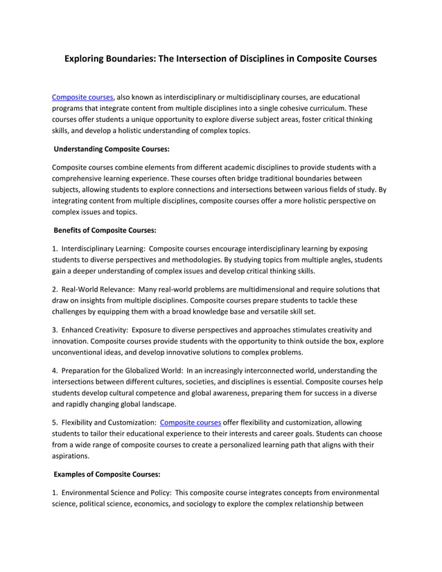 Exploring Boundaries: The Intersection of Disciplines in Composite Courses | PDF