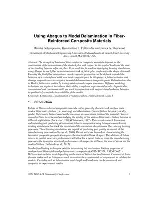 Using Abaqus to Model Delamination in Fiber- Reinforced Composite ...